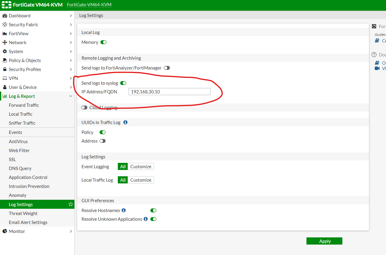 Syslog Integration With Fortigate Firewall - Baris Kaan Yuksel